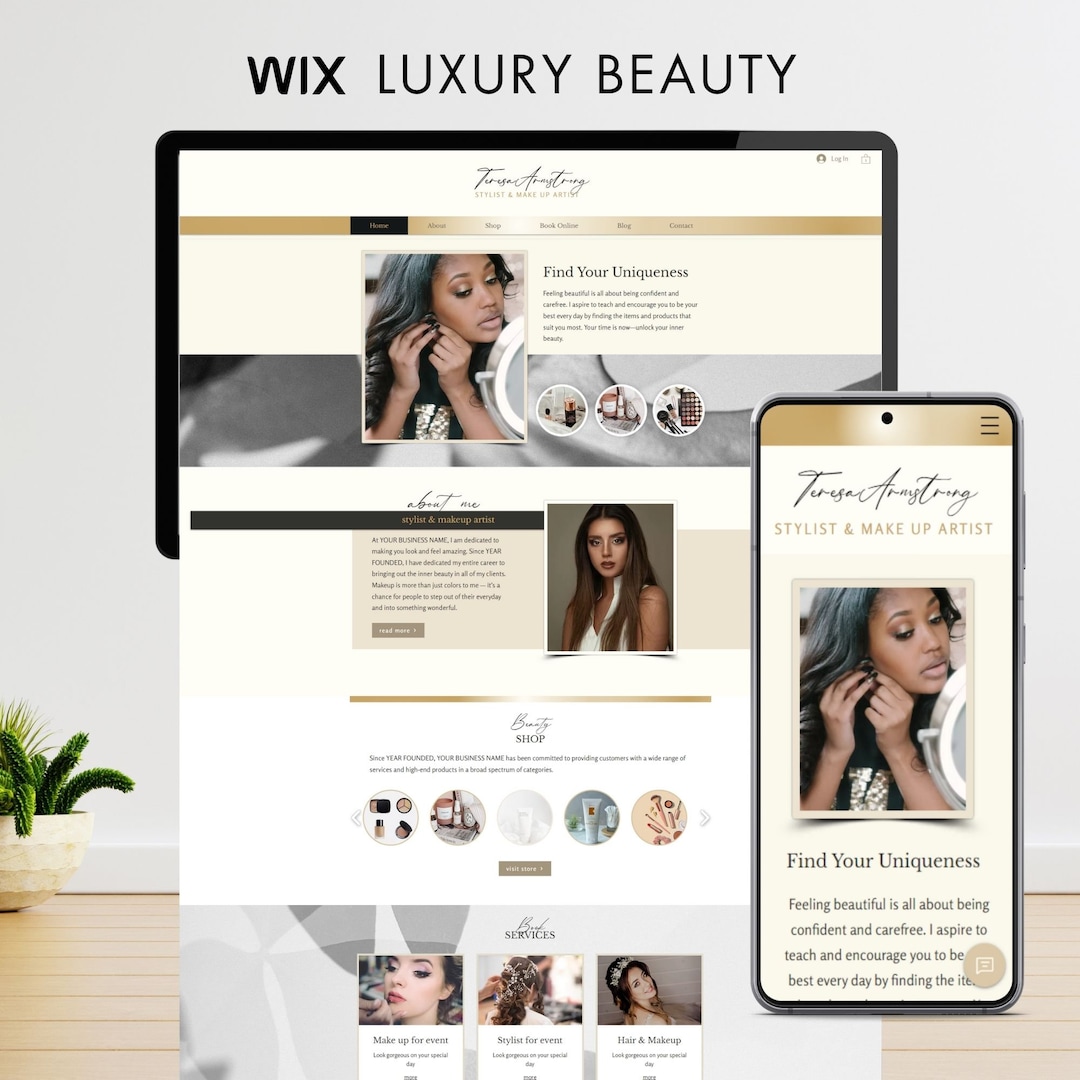 Luxury Beauty Brand, Wix Website Template, Wix Website Design, Wix ...