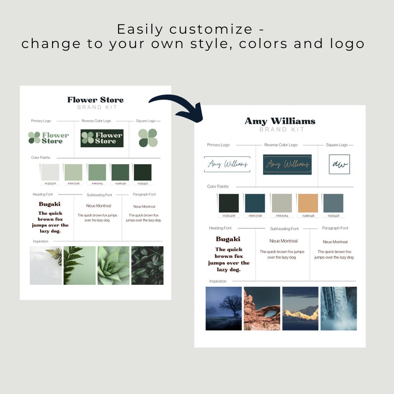 Green Brand Kit Canva Brand Kit Template Brand Board - Etsy