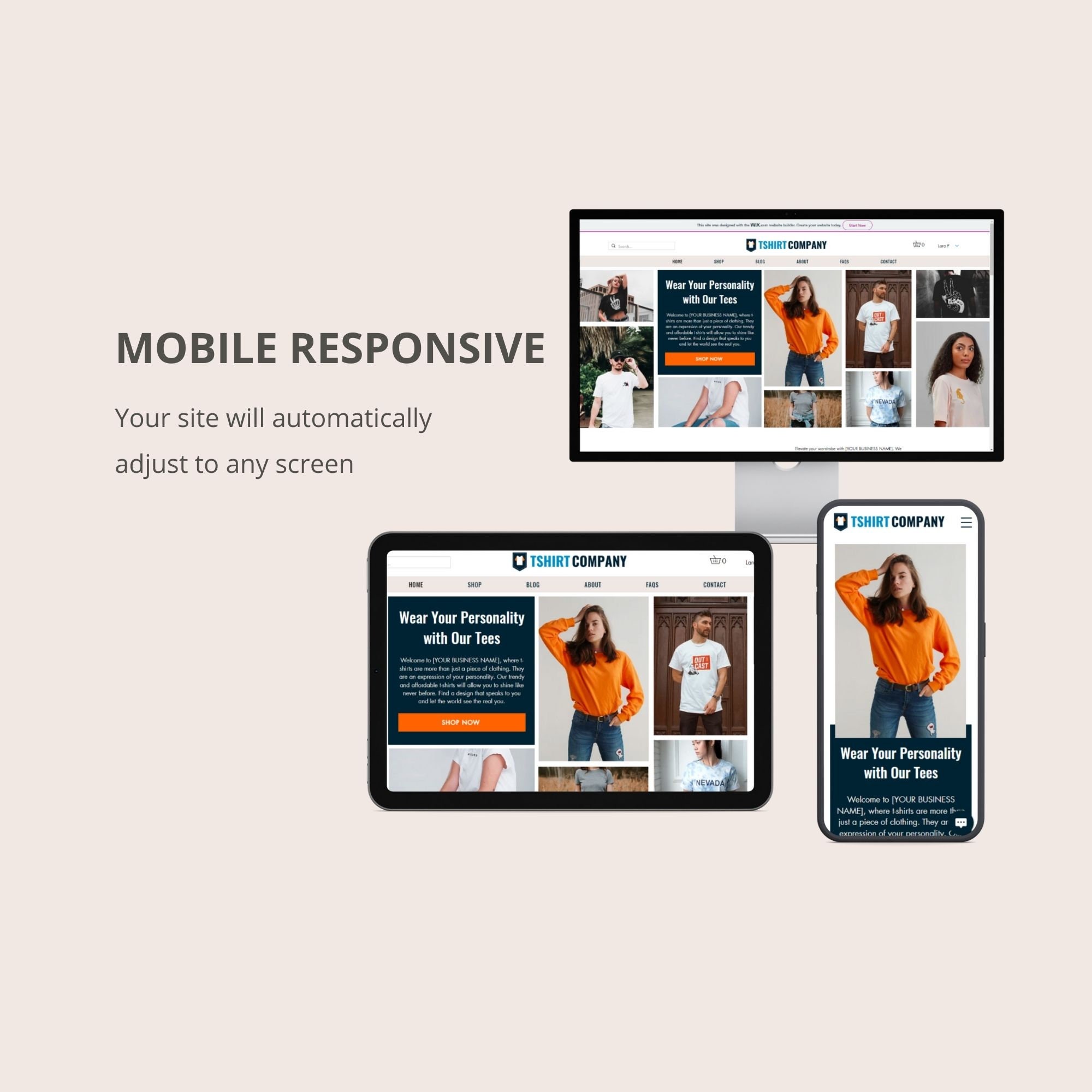 Wix Website Template for T-shirt Online Store With Bright Blue and ...