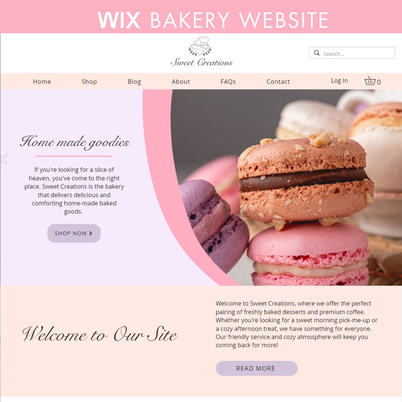 Bakery Website Template, Wix Website Template for Baking Business, Pastel Web Design for ...