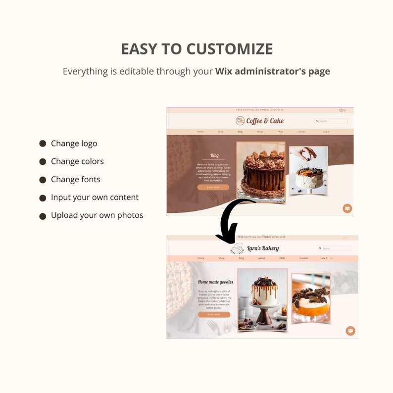 Bakery Website Template, Wix Website Template for Baking Business, Chocolate Brown Web Design ...