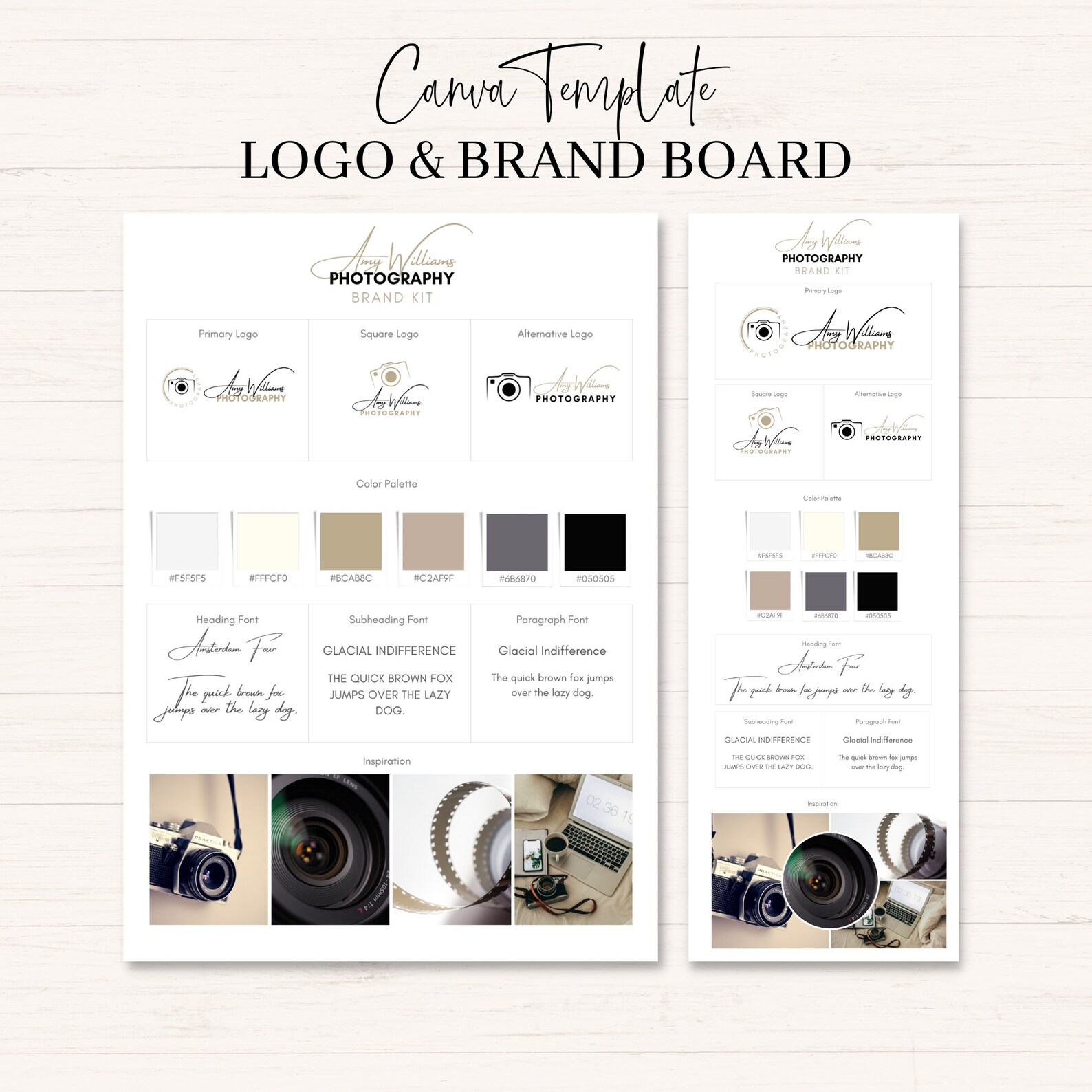 Photographer Branding Kit Canva Brand Kit Template Brand Board Template ...