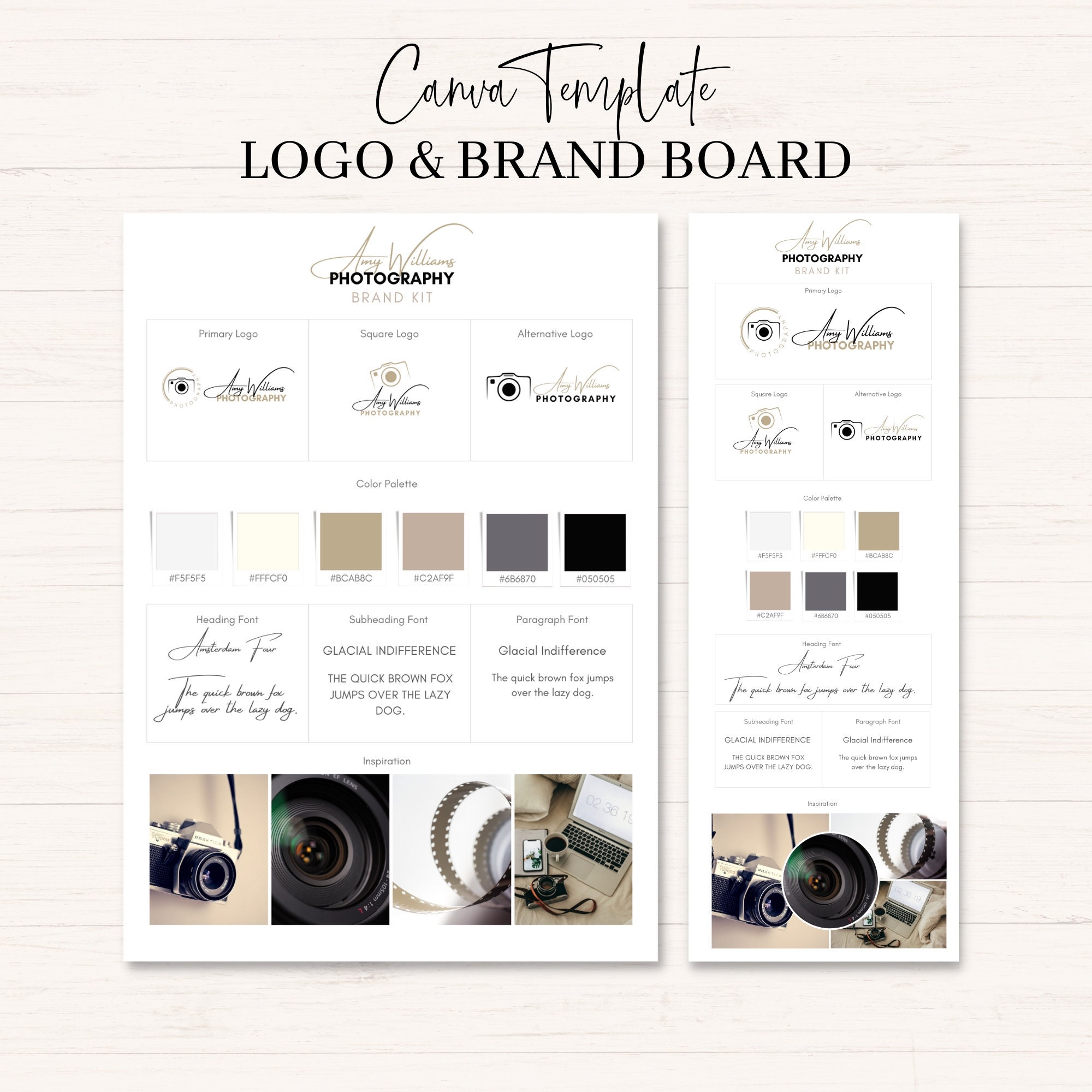 Photographer Branding Kit Canva Brand Kit Template Brand Board Template ...