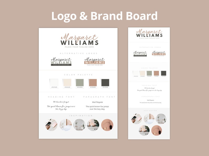 Earth Colors Feminine Canva Brand Kit Template Brand Board - Etsy