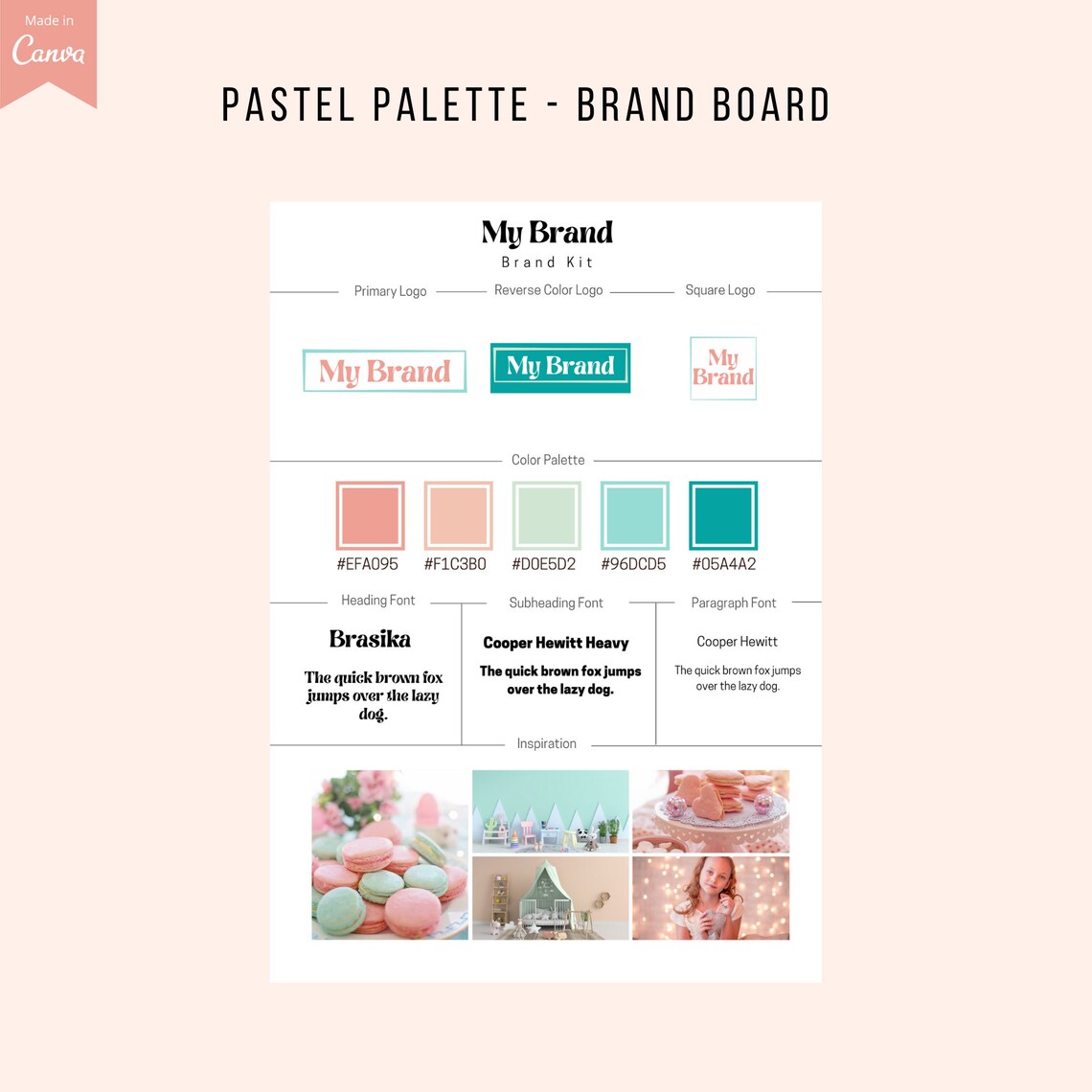Canva Brand Kit Template Brand Board Template Pastel - Etsy