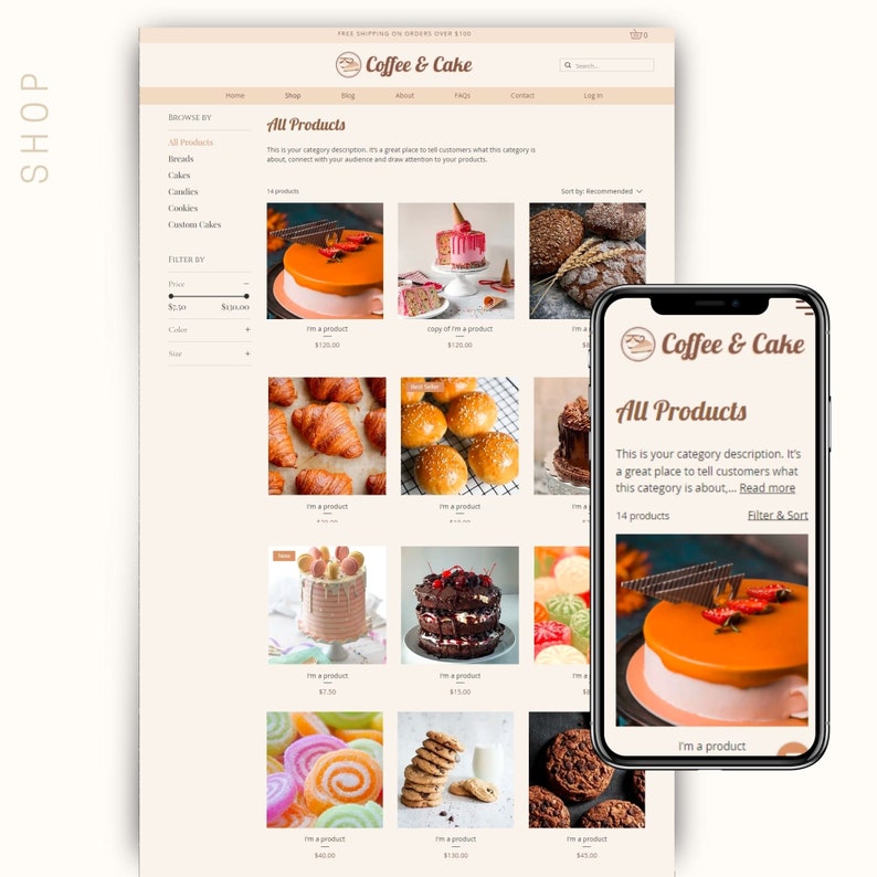 Bakery Website Template, Wix Website Template for Baking Business, Chocolate Brown Web Design ...