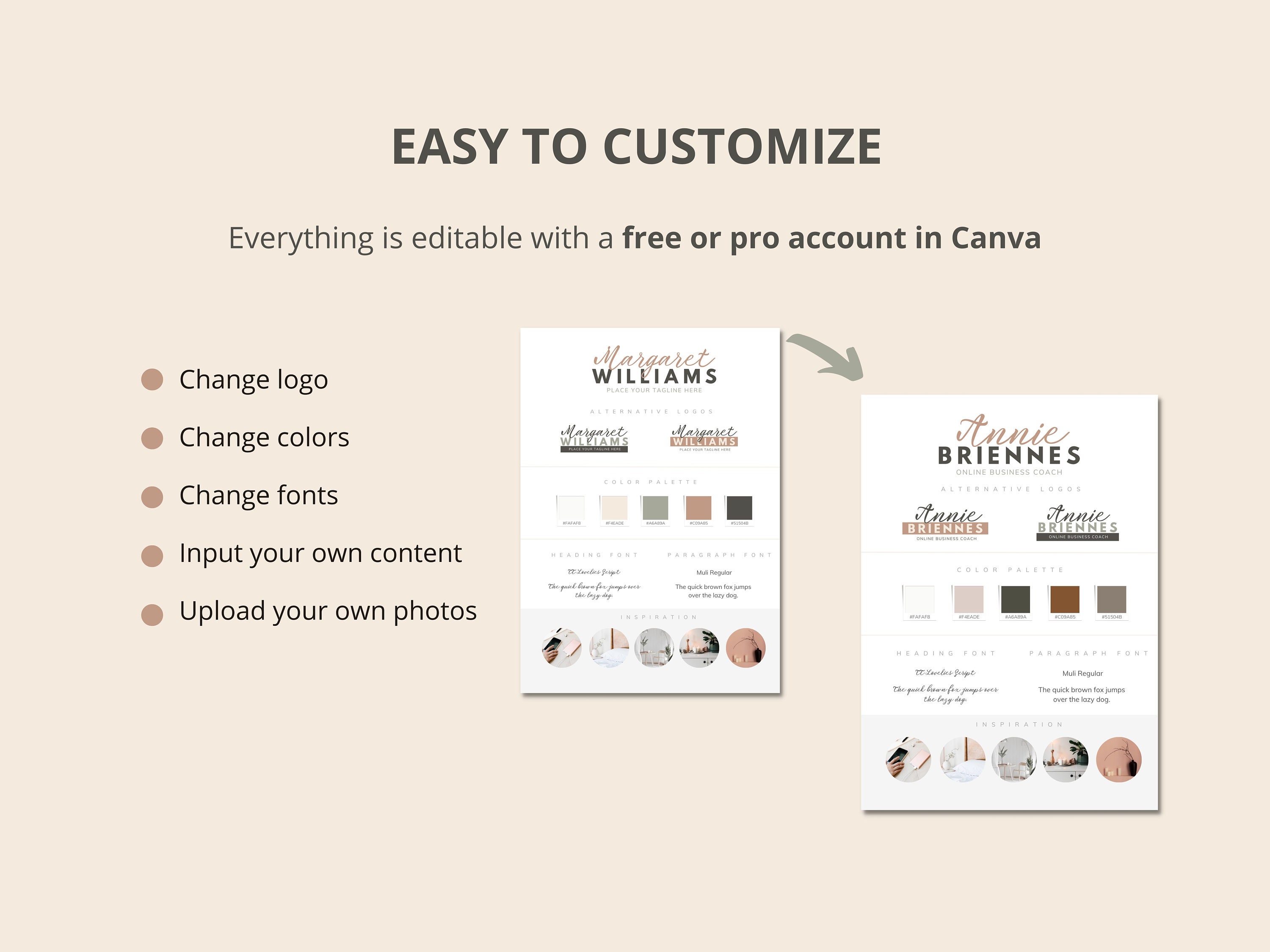 Canva Branding Bundle, Earth Colors, Branding Kit, Complete Brand Kit ...