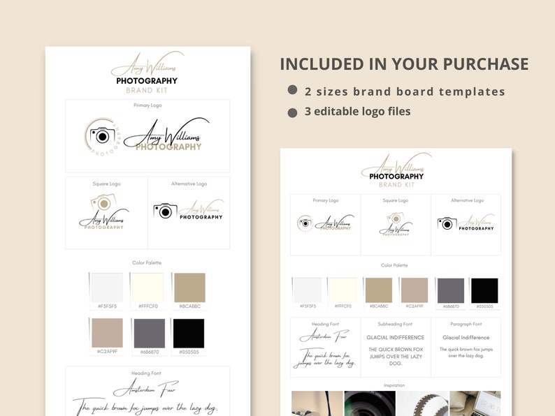 Photographer Branding Kit Canva Brand Kit Template Brand Board Template ...