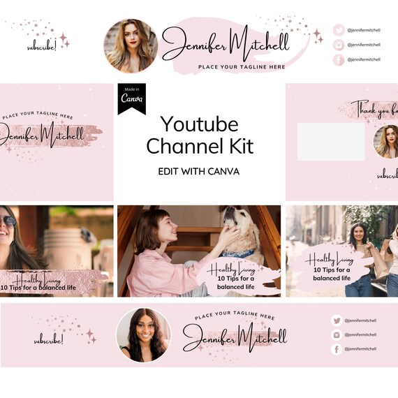 Youtube Channel Kit Youtube Branding Kit Editable Canva | Etsy