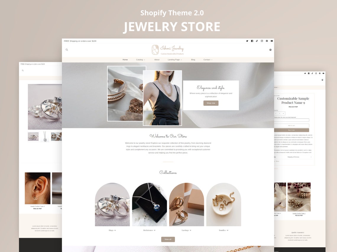 Shopify Theme for Jewelry Store Website Design Template for - Etsy