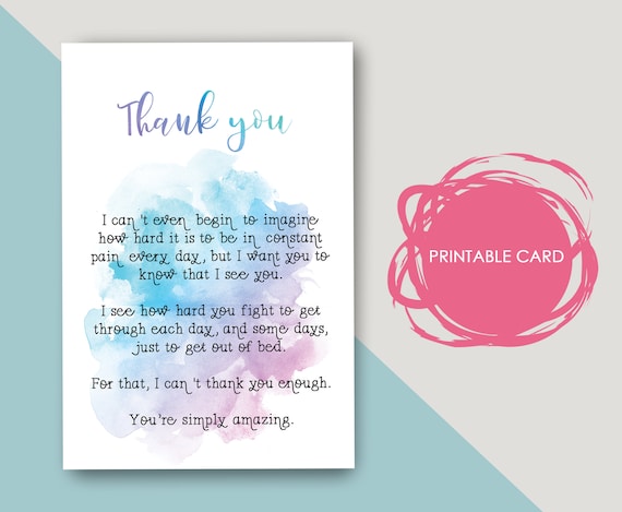 Printable Thank / Appreciation Card for Chronic Illness & Pain - Etsy