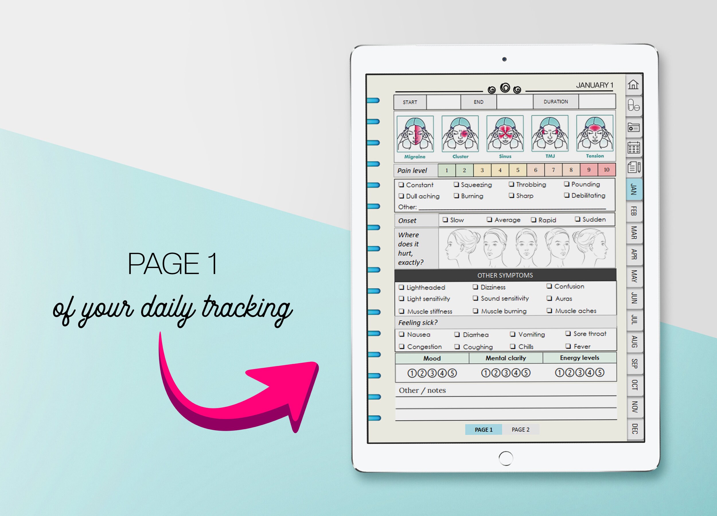 Digital Migraine / Headache Tracker Journal Goodnotes / - Etsy