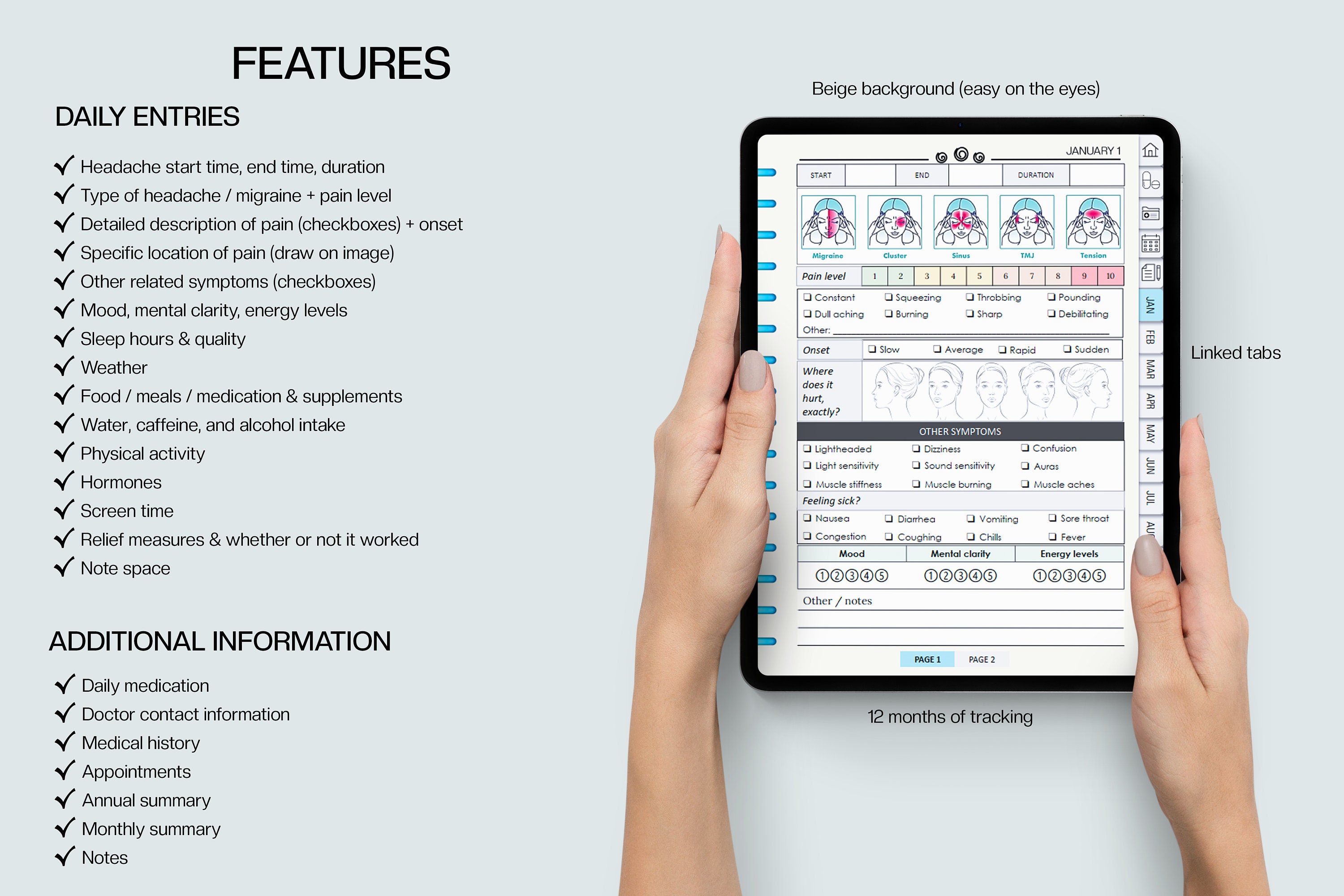 Digital Migraine / Headache Tracker Journal Goodnotes / - Etsy