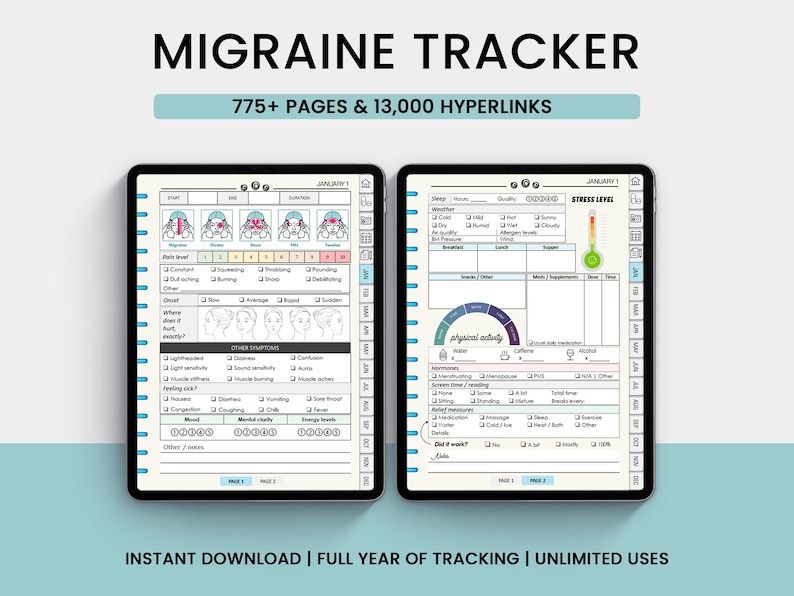 Digital Migraine / Headache Tracker Journal | Goodnotes / Notability ...
