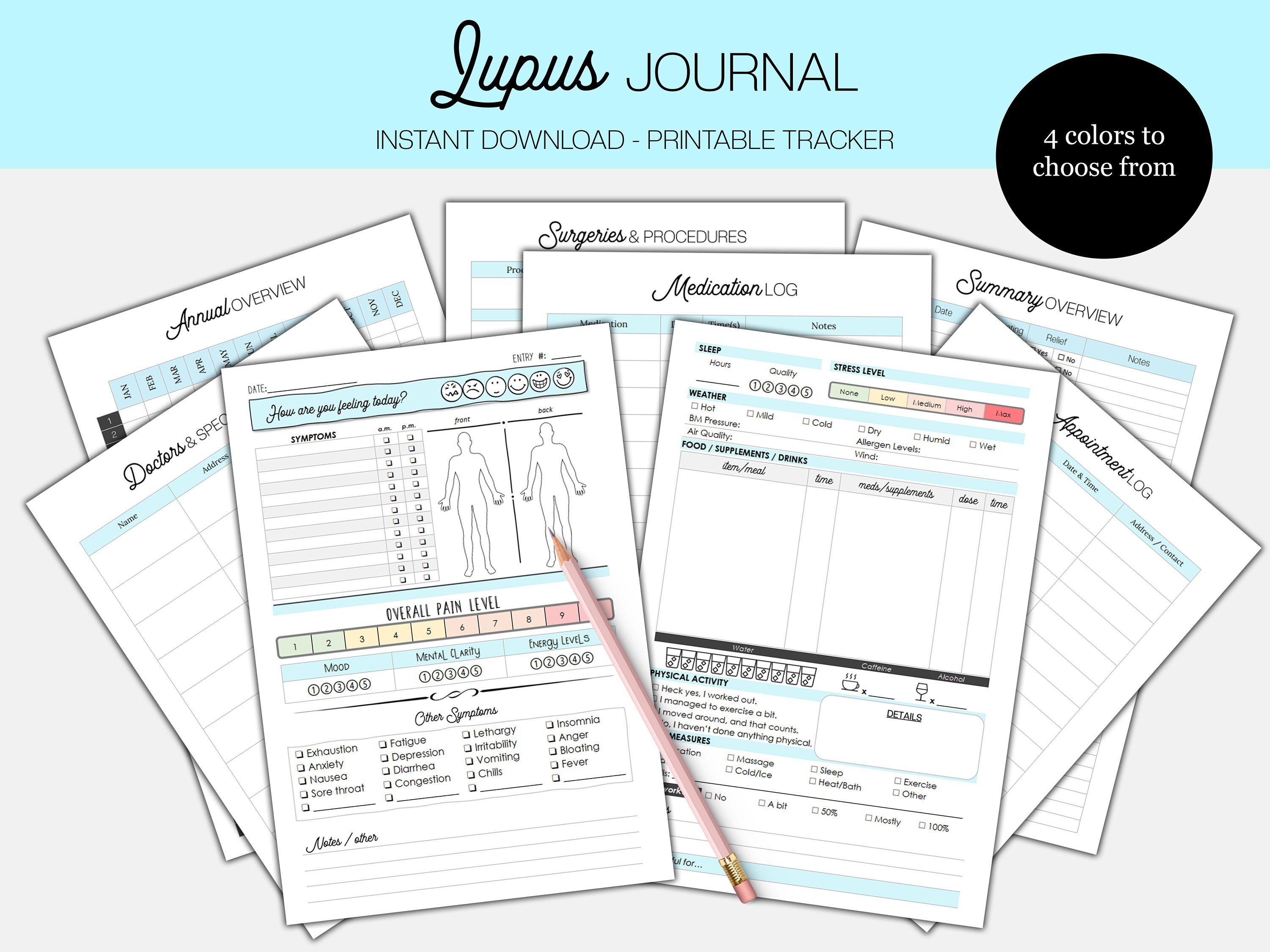Lupus Journal Printable Pain Tracker Lupus Tracker - Etsy