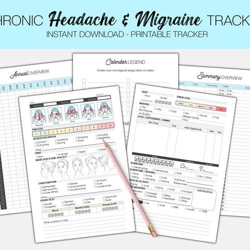 Migraine Tracker Printable Headache Log Health Journal - Etsy