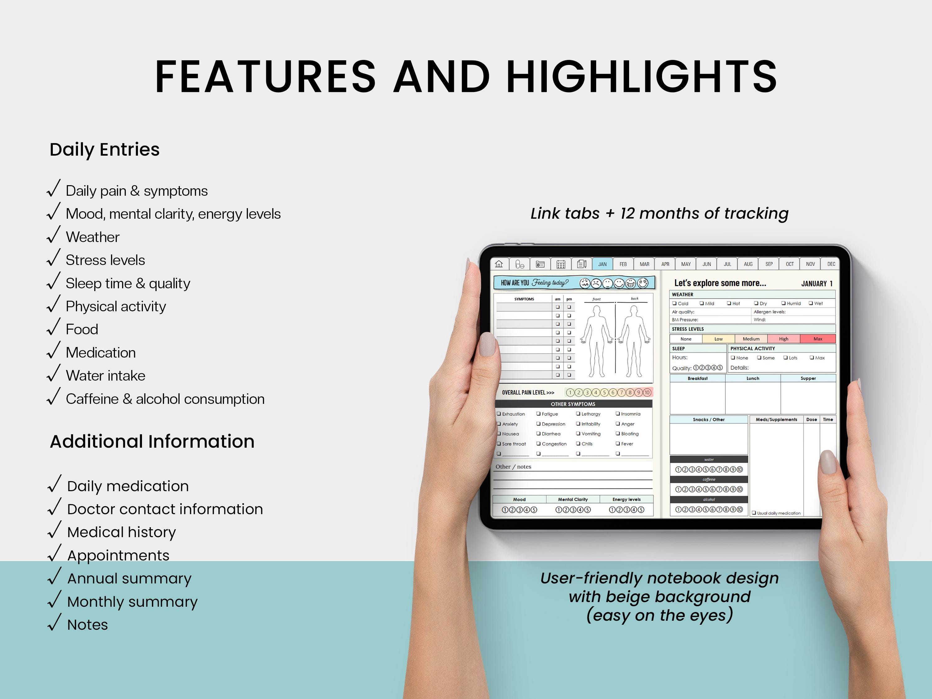 Digital Chronic Pain & Symptom Tracker: Goodnotes PDF (775+ Pages) - Etsy