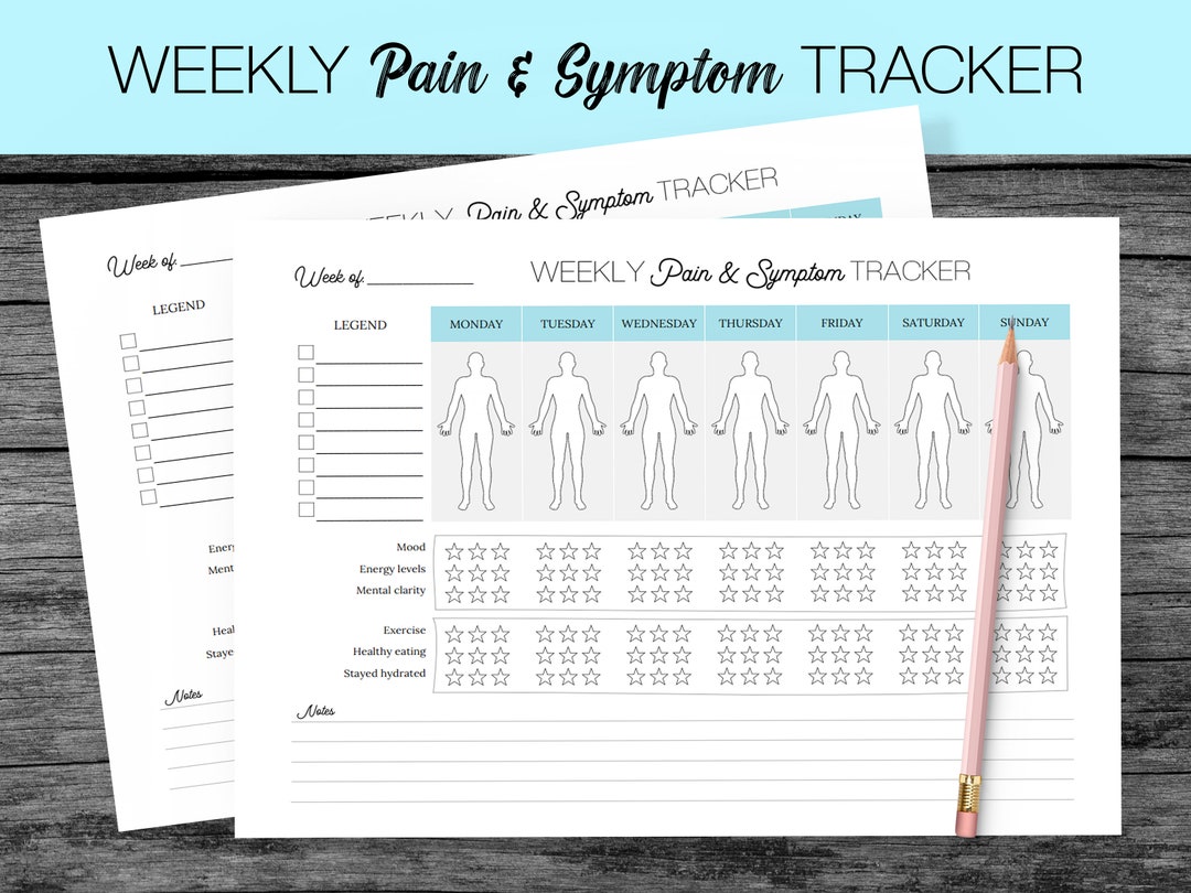 Weekly Pain & Symptom Tracker | Chronic Pain Tracker | Printable Pain ...
