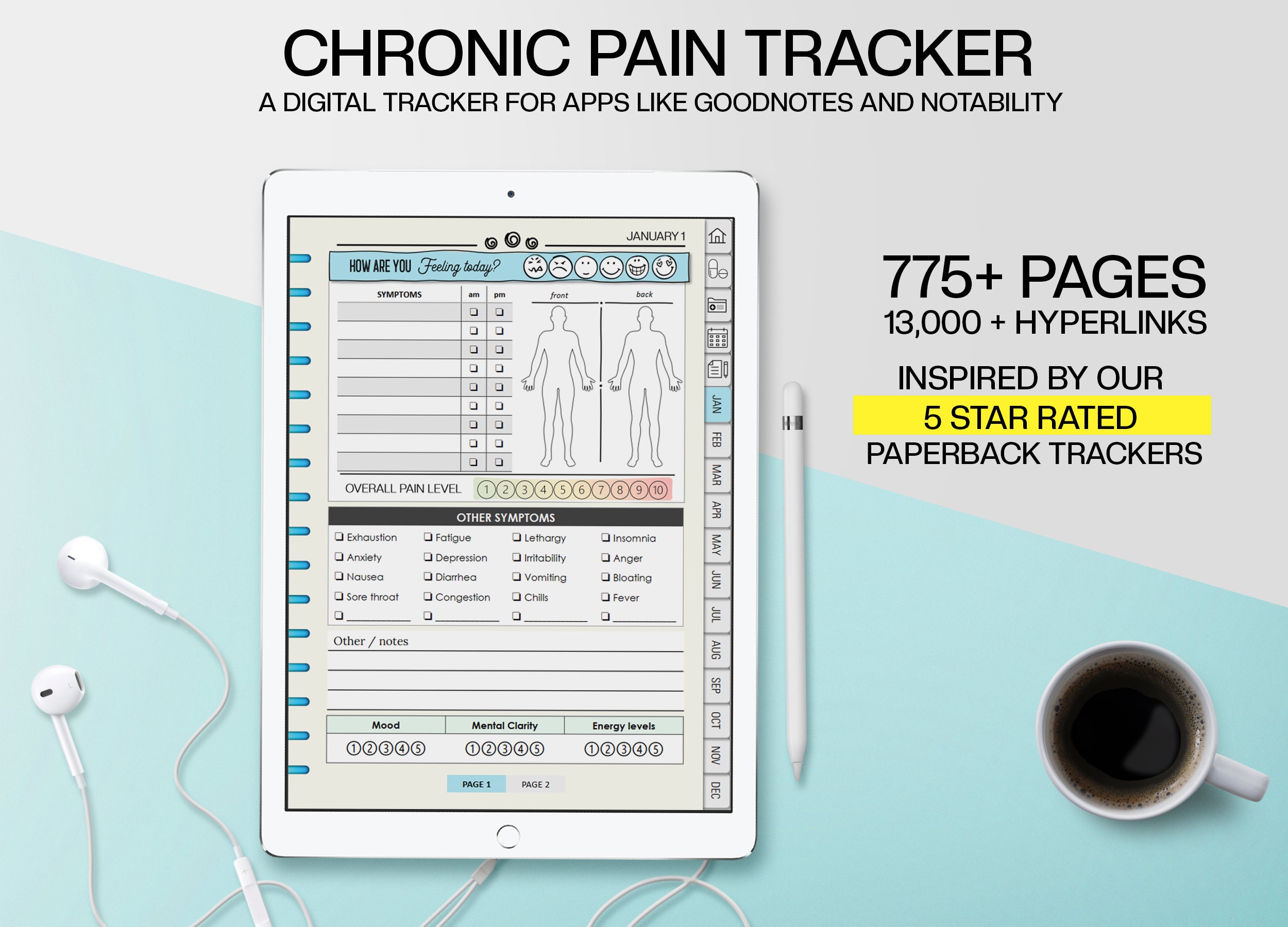 Digital Pain and Symptom Tracker for Chronic Pain & Illness - Etsy