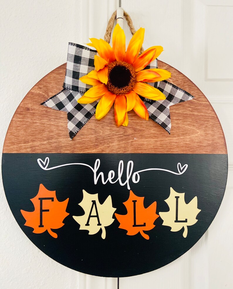 Fall Door Sign Hello Signwelcome Door Sign Wood Circle Door - Etsy