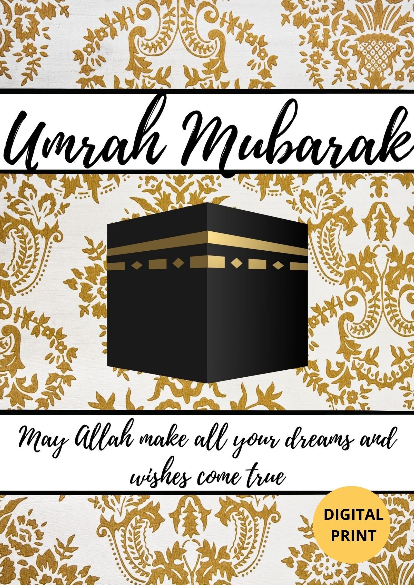 Umrah Mubarak Print, Kaaba Wall Art, Islamic Digital Printable, Hajj ...