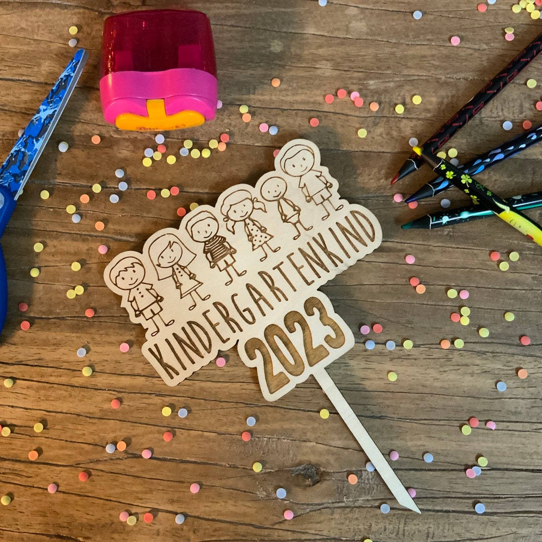 Nursery Wooden Cake Topper Kindergarten Child Cake Celebration Cake ...