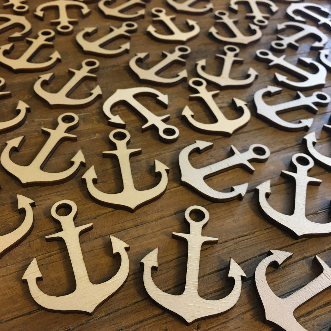 25 X Anchor Wood Maritime Decoration Craft Sea Ahoy Baltic Sea Wooden ...