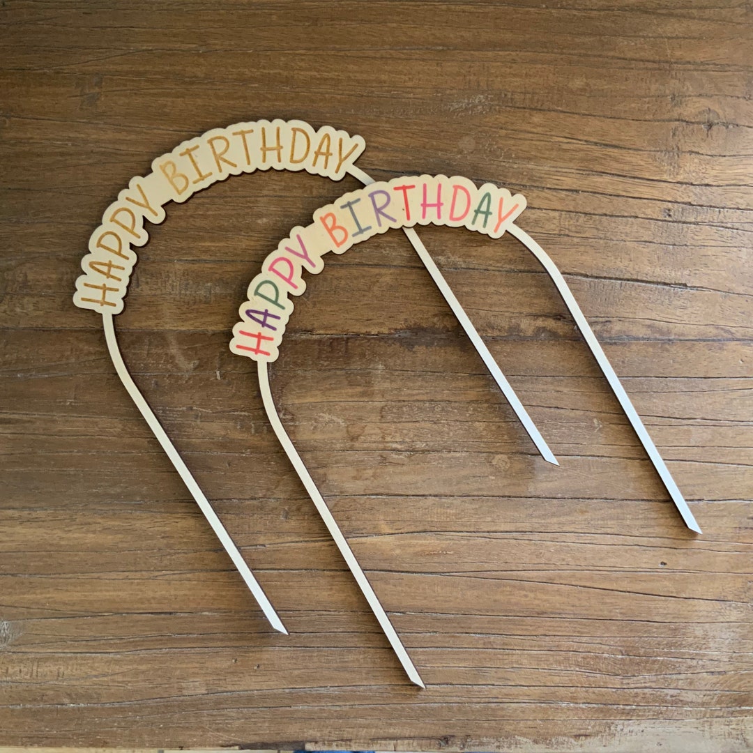 Happy Birthday Arch Topper Caketopper Engraved Wooden Party Birthday ...