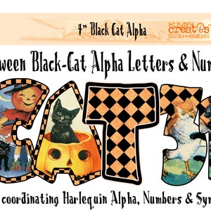 Halloween Letters Black Cat Alphabet Vintage Retro Design - Etsy