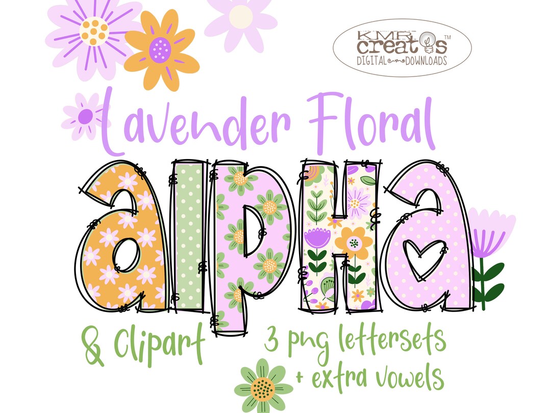 Lavender Letters Png Floral Alphabet, Mothers Day Clipart, Summer ...