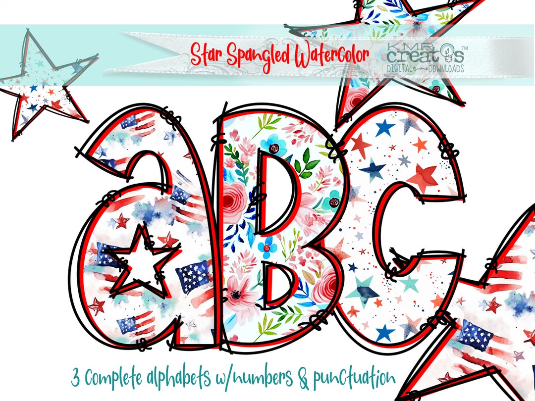 Star Spangled PNG Patriotic Alphabets, Starry Alphabet, Flag Floral ...