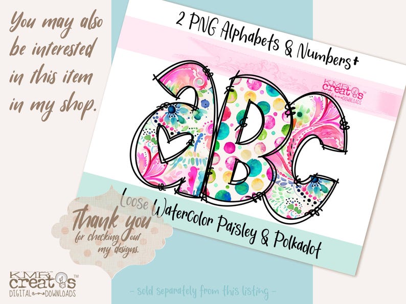 Watercolor Floral Alphabet PNG: Pink Meadow Garden Letters (digital ...