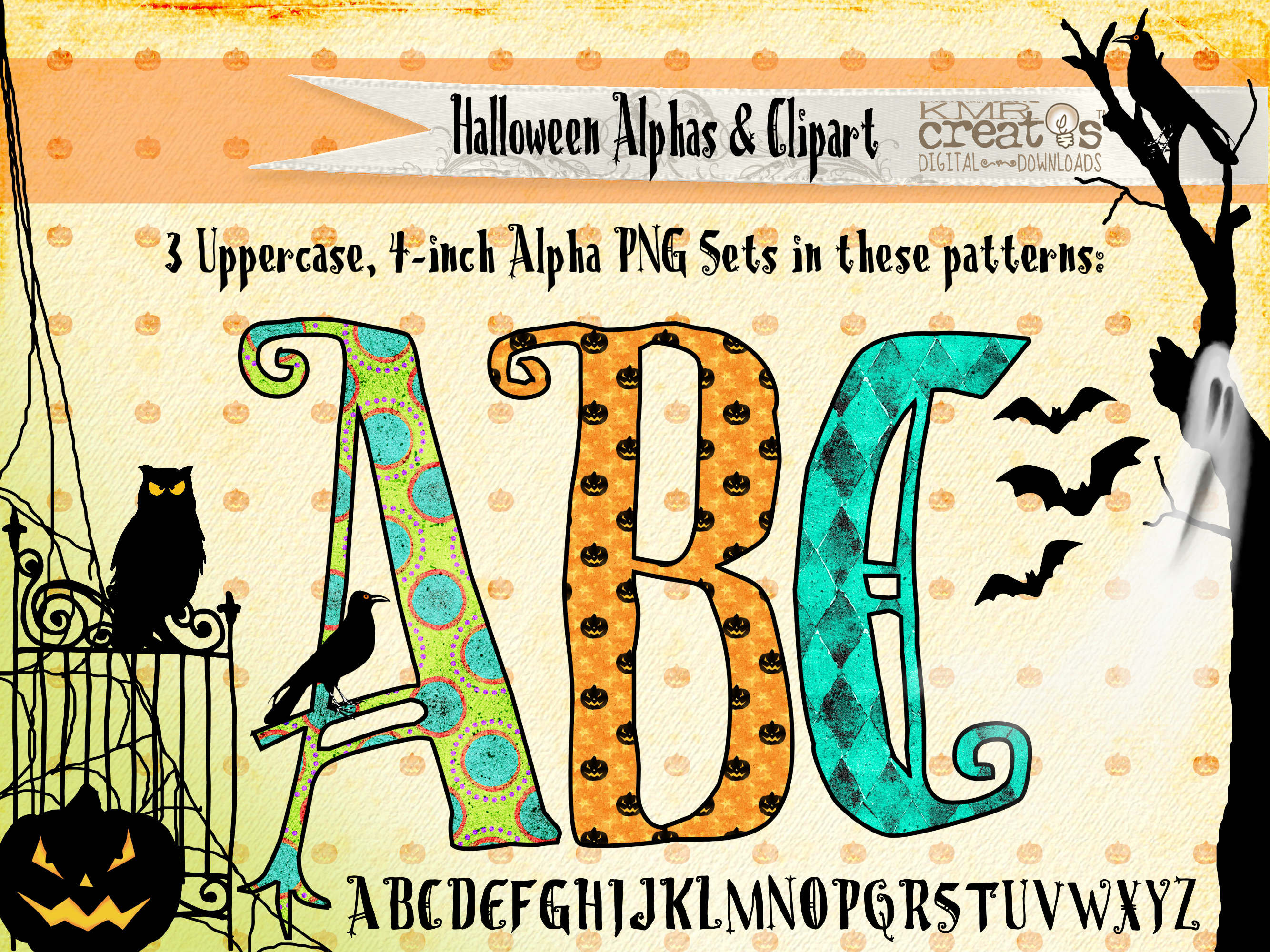 Halloween Letters Clipart Bundle Png Doodle Letters Png - Etsy