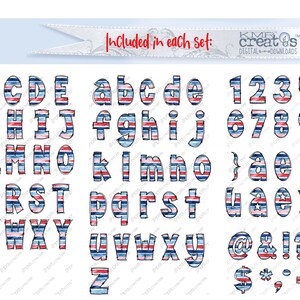 Floral Stripes Bows Patriotic Letters, Patriotic Alphabet, 4th of July ...