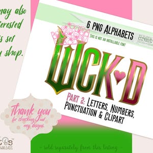 Wicked Witch Alphabet PNG Clipart: Pink & Green Movie Letters (digital ...