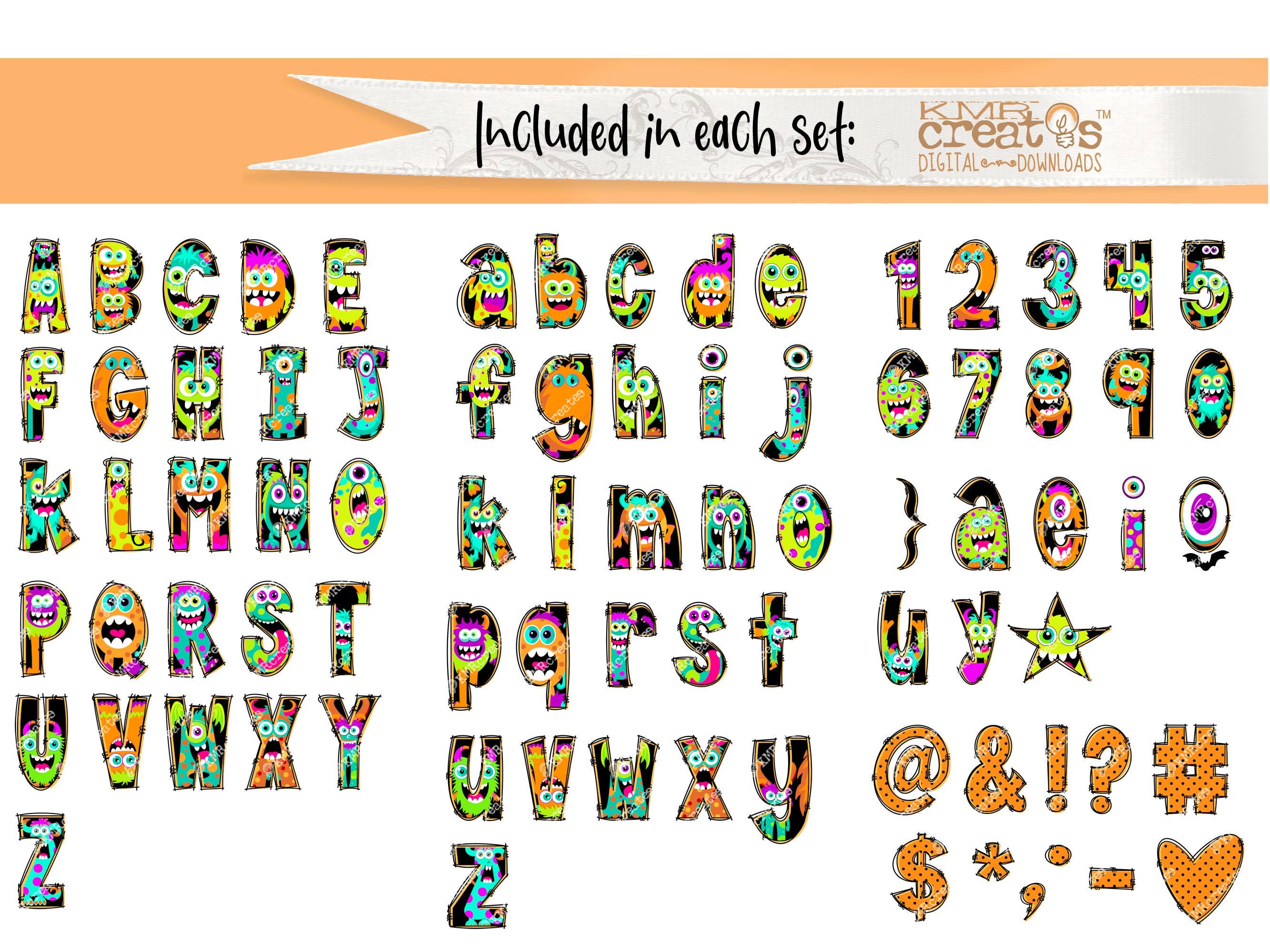 Halloween Alphabet Cute Monster Letters Halloween Letters, Monster ...