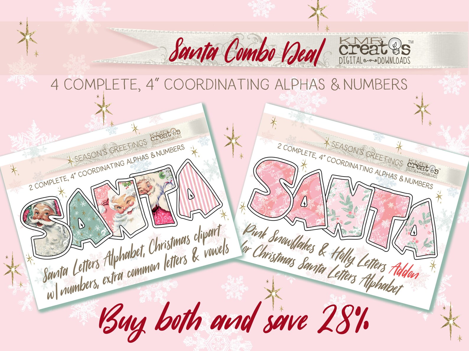 Christmas Letters PNG Christmas Alpha Vintage Santa Font - Etsy
