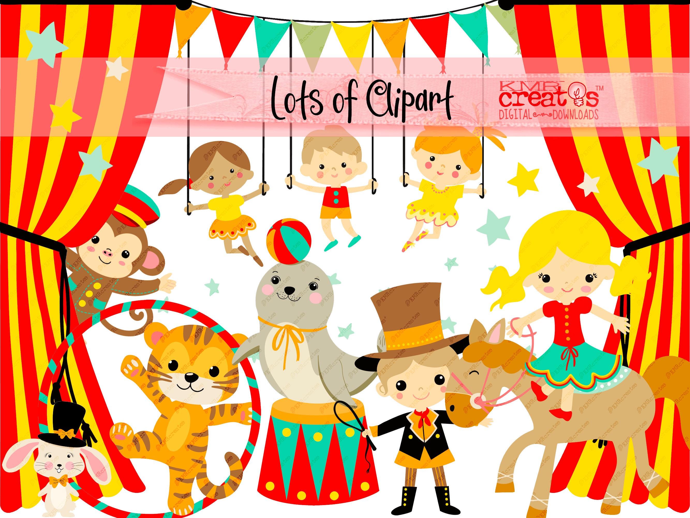 Circus Clipart & Digital Paper: Carnival Alphabet, Numbers (PNG, JPEG ...