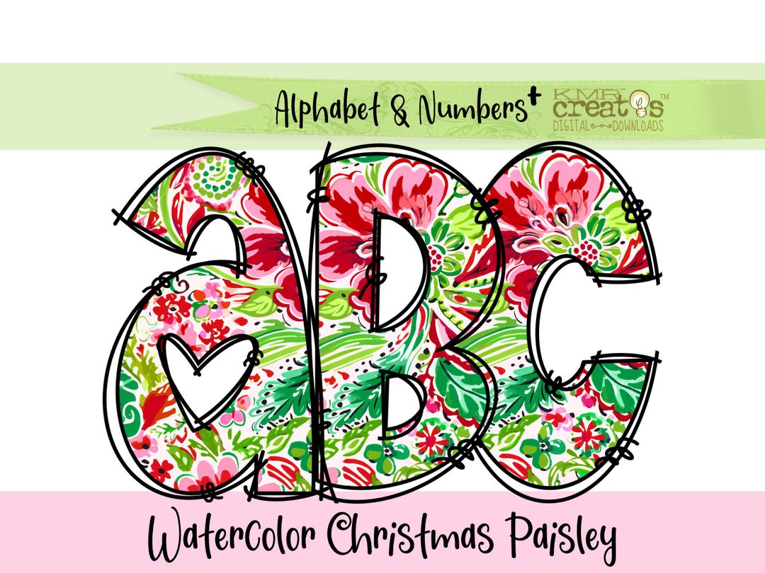 Christmas Alphabet Paisley Letters Png, Paisley Floral Alpha, Clipart ...