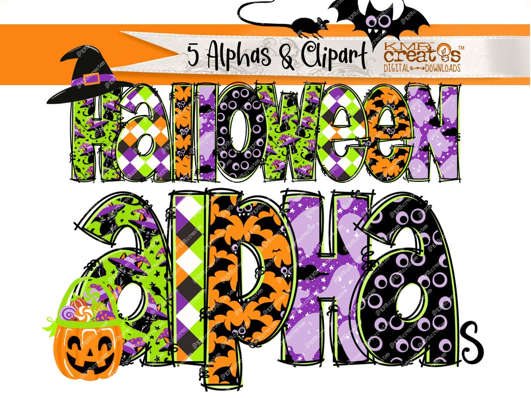 Halloween Alphabet Doodle Letters PNG, Halloween Clipart, Bat Alphabet ...