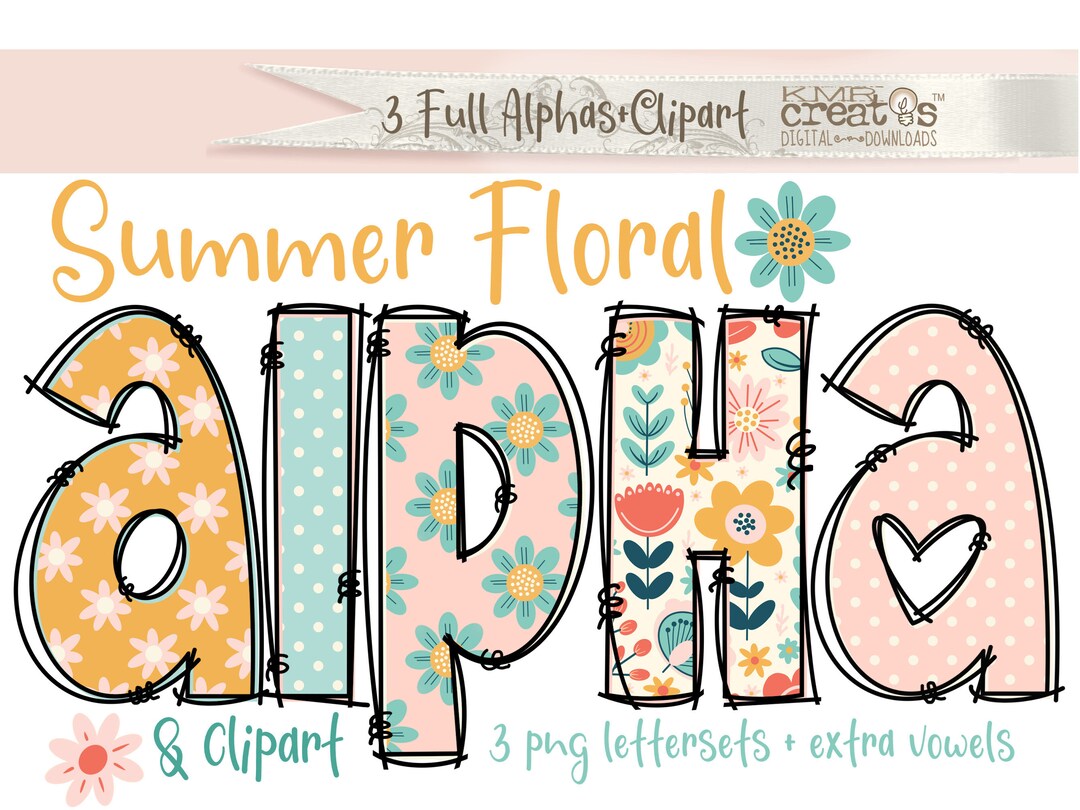 Summer Floral Alpha Mothers Day Clipart Spring Letter Png - Etsy