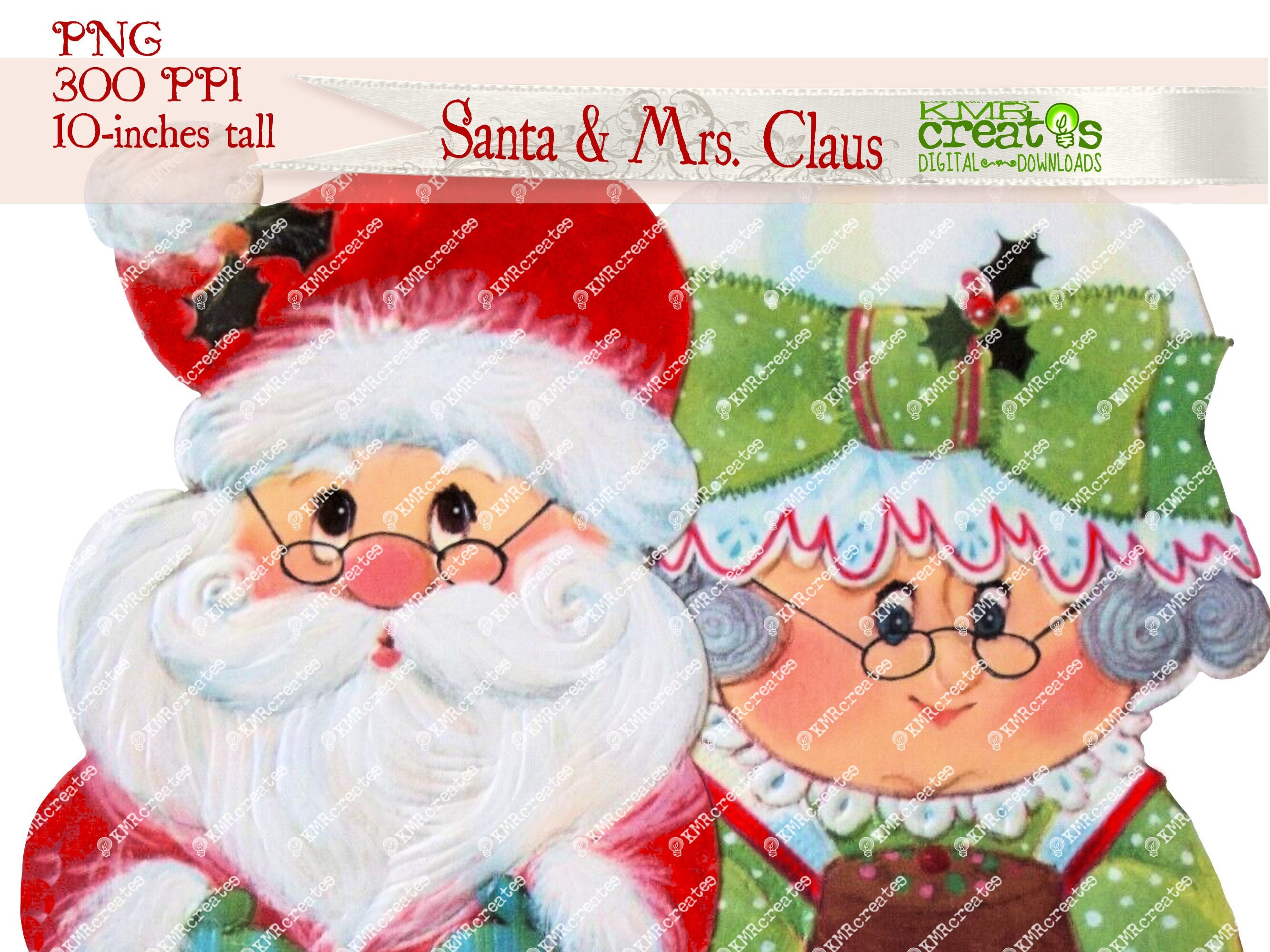 Santa Mrs Claus Png Christmas Clipart Vintage Santa Png - Etsy