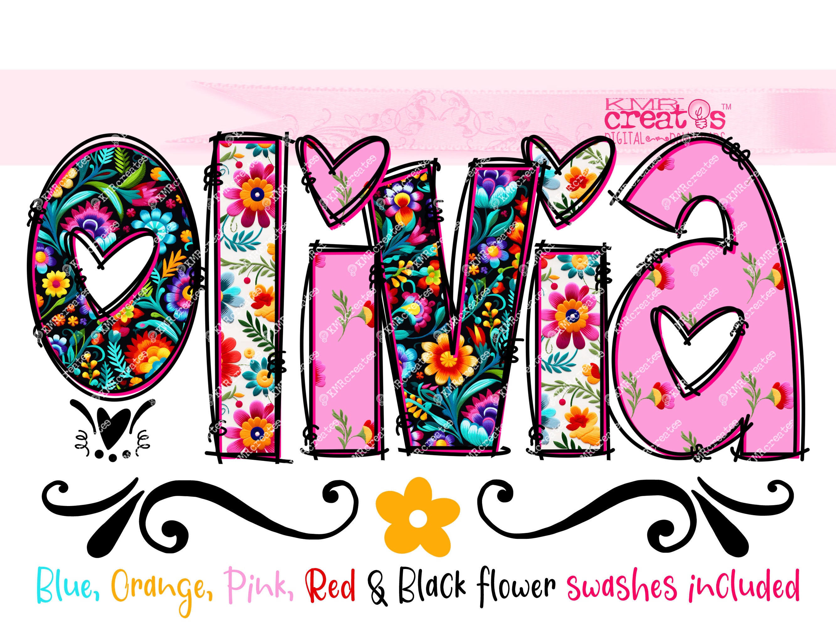 Mexican Embroidery Flowers Alphabet PNG, Embroidery Letters, Otomi ...