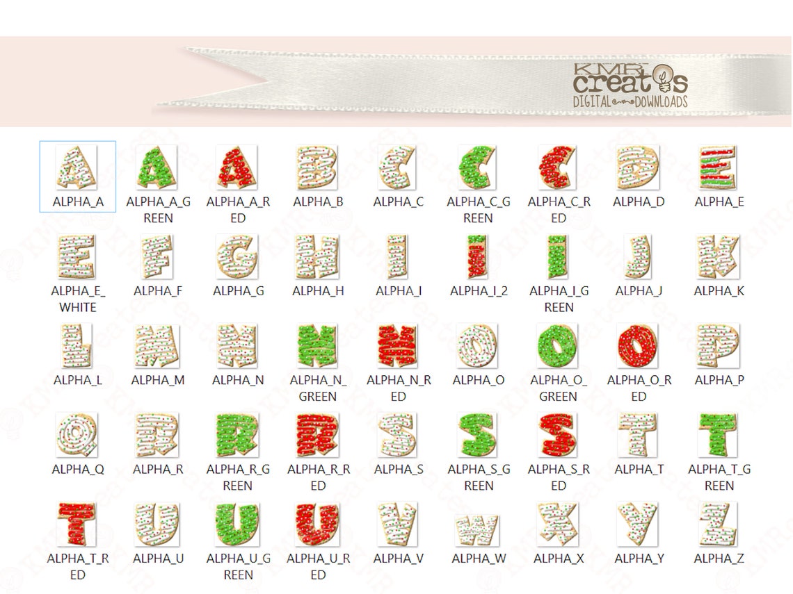 Christmas Cookie Letters Clipart Png Cookie Font Png Cookie - Etsy