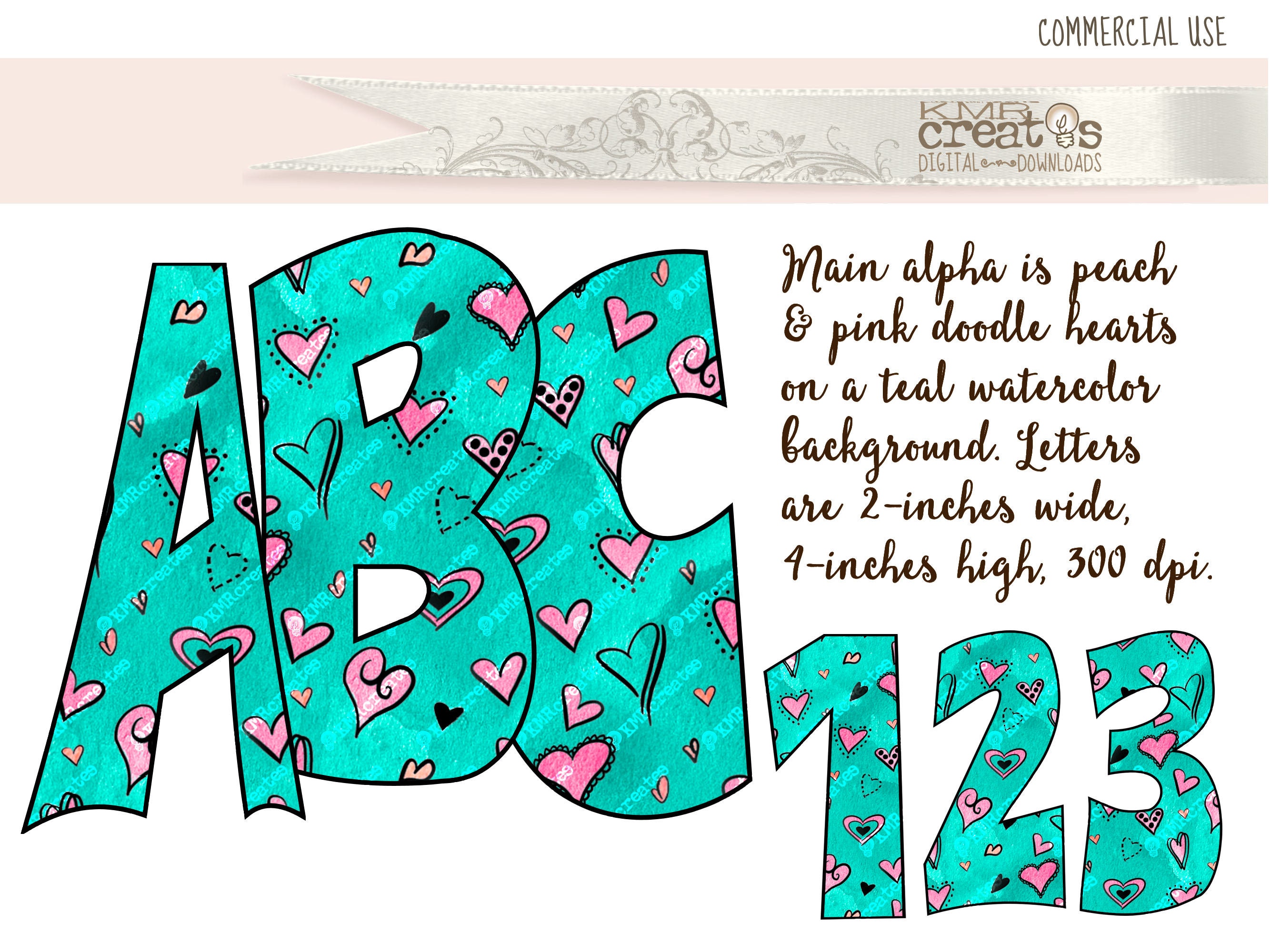Valentines Letters, PNG Watercolor Heart, Doodle Heart Letters ...