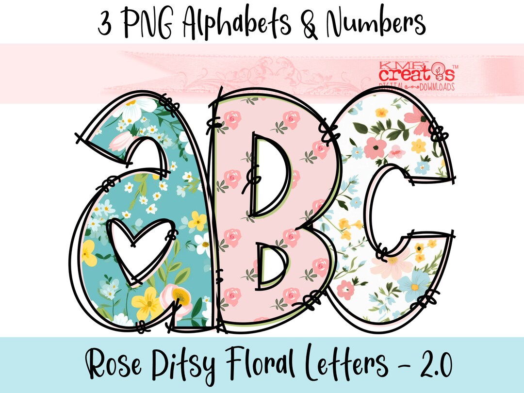 Pastel Floral Alpha Ditsy Png Letters, Pastel Ditsy Florals, Easter ...