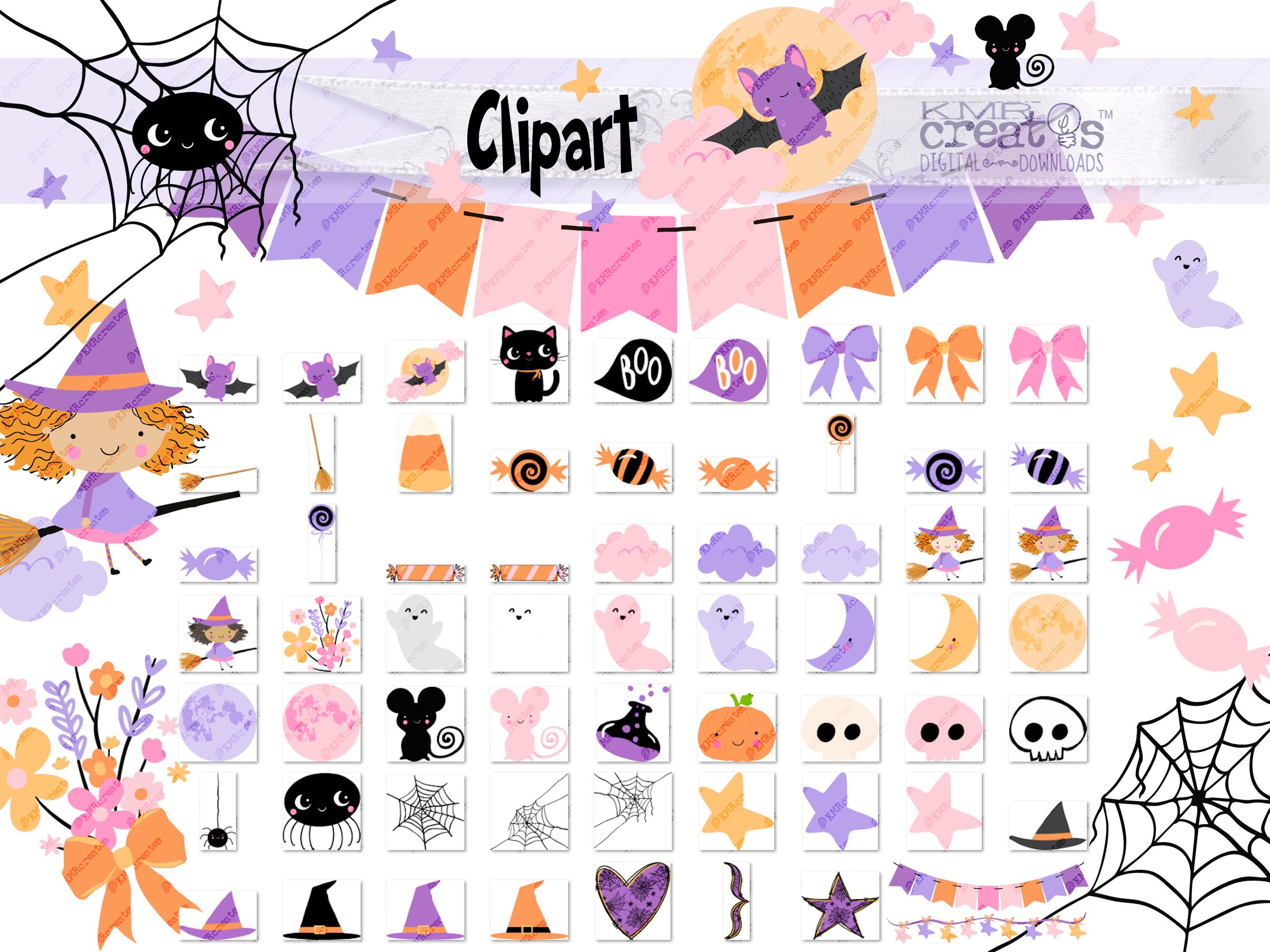 Cute Halloween Alpha Letters and Clipart, Halloween Alphabet, Clipart ...