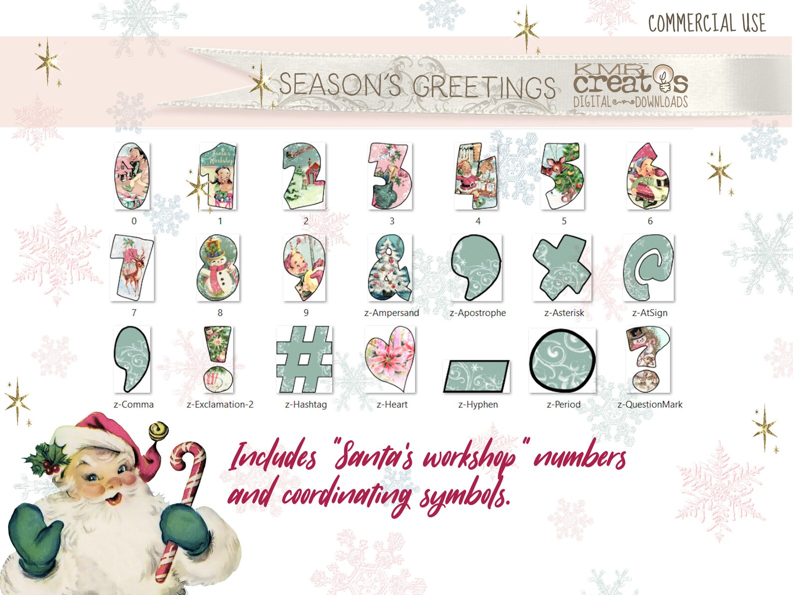 Christmas Letters, PNG Christmas Alpha, Vintage Santa Font, Santa ...