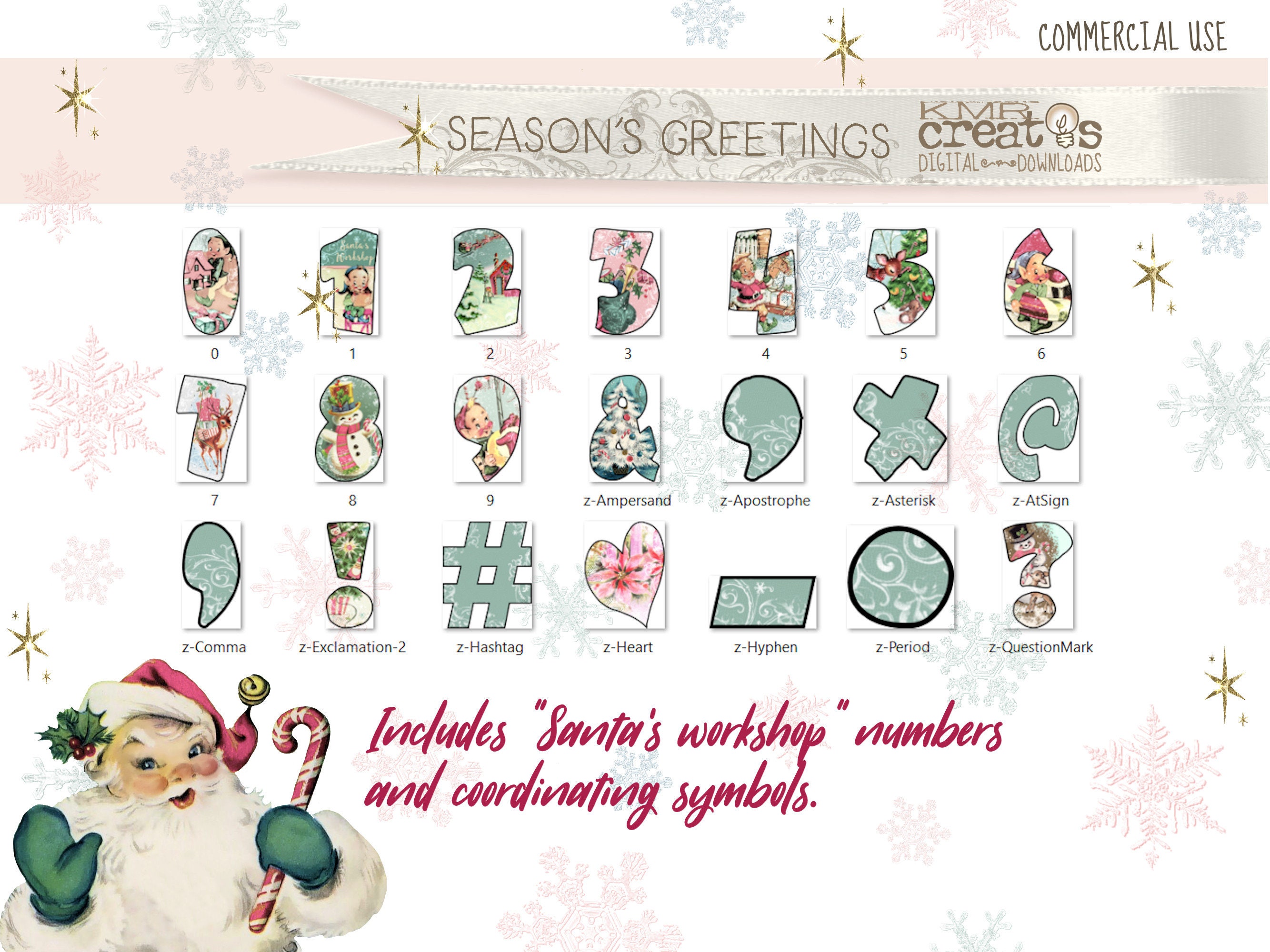 Christmas Letters, PNG Christmas Alpha, Vintage Santa Font, Santa ...