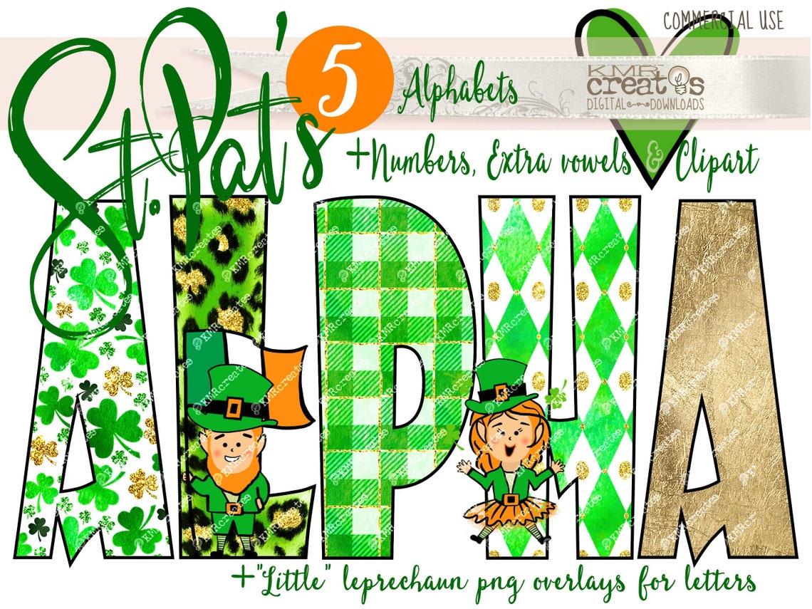 St Patricks Day Png St Patricks Letters Leprechaun Clipart | Etsy